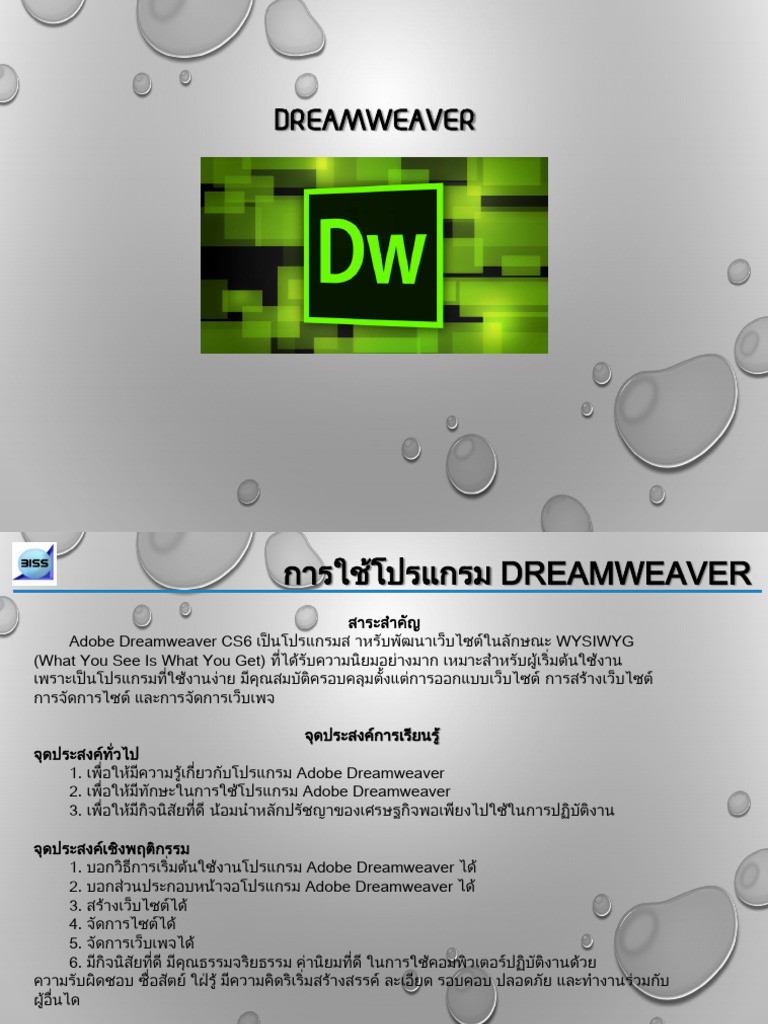 การใช้โปรแกรม Dreamweaver | PDF