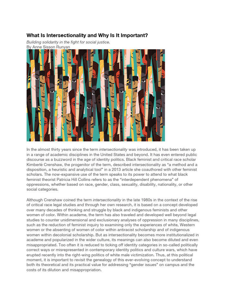 Runyan 2018 - What Is Intersectionality and Why Is It Important | PDF ...