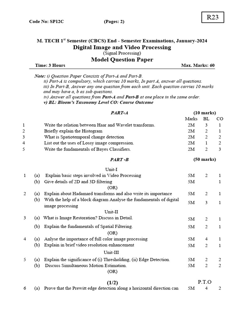DIVP Model Question Paper 2023 Nov 28 | PDF | Data Compression | Computing