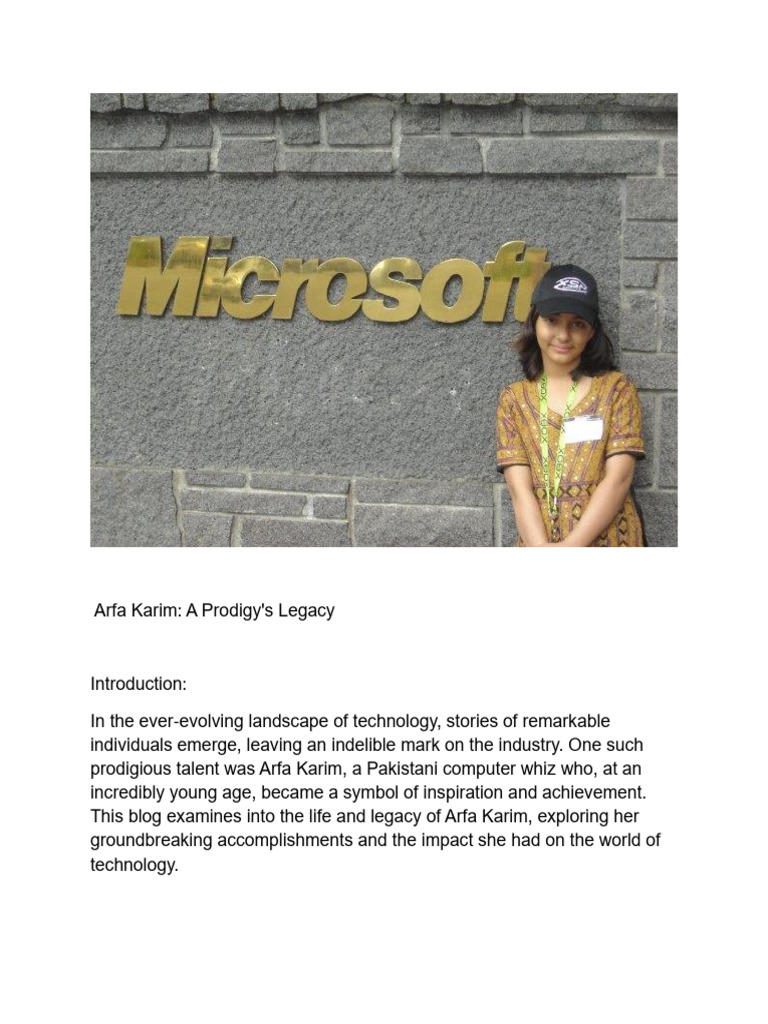 Arfa Karim: A Prodigy's Legacy | PDF