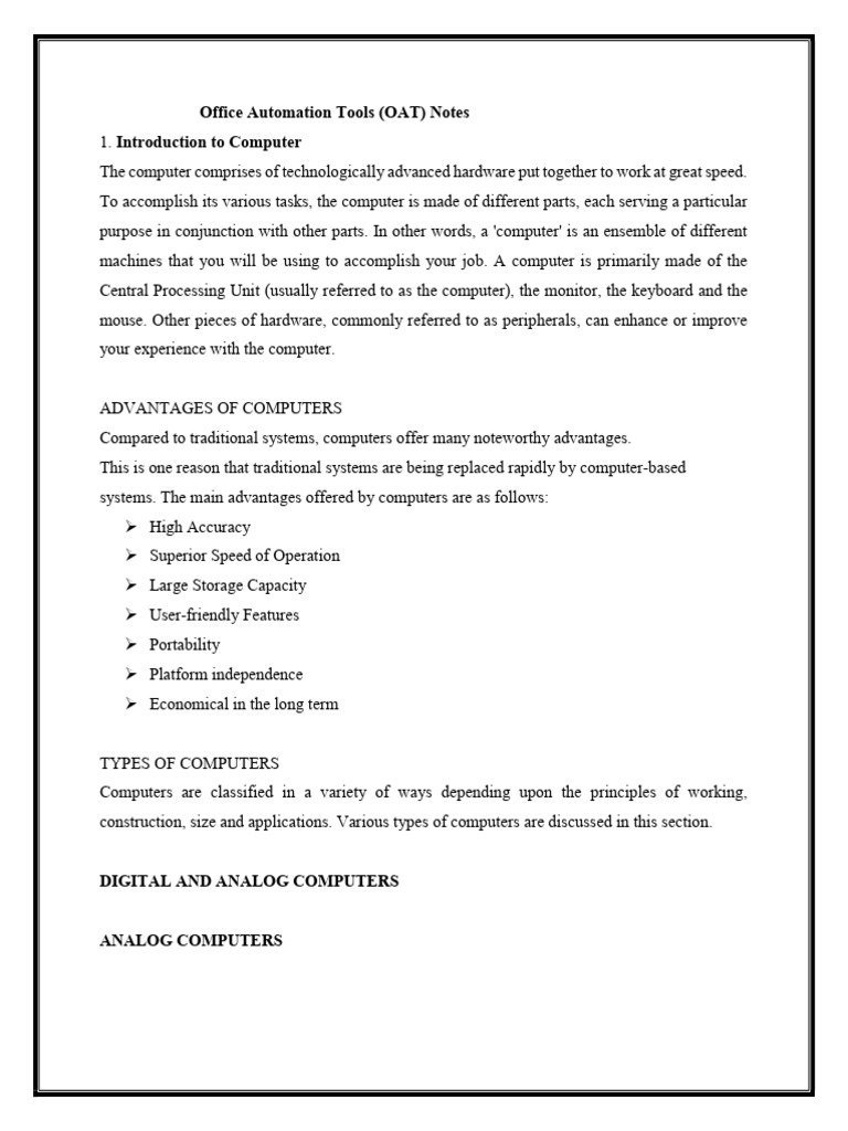 Office Automation Tools Notes | Download Free PDF | Computer Network ...