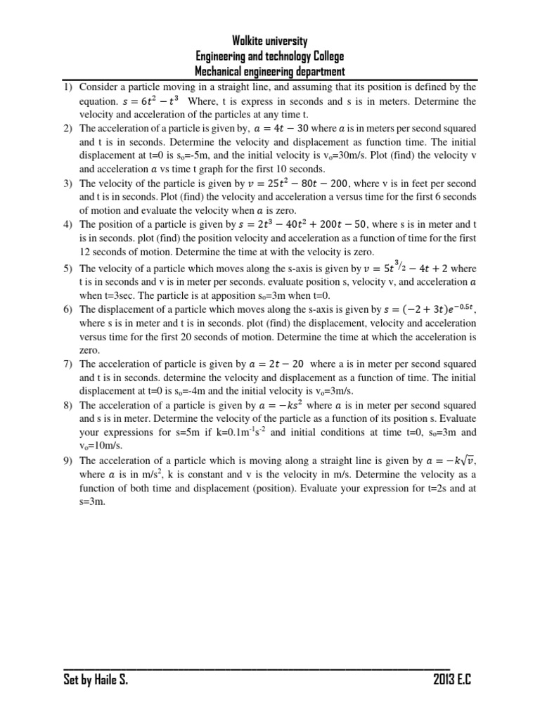 Dynamics for rework | PDF | Velocity | Acceleration