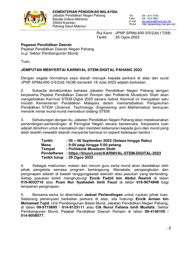 Jemputan Karnival STEM-Digital 2023 | PDF