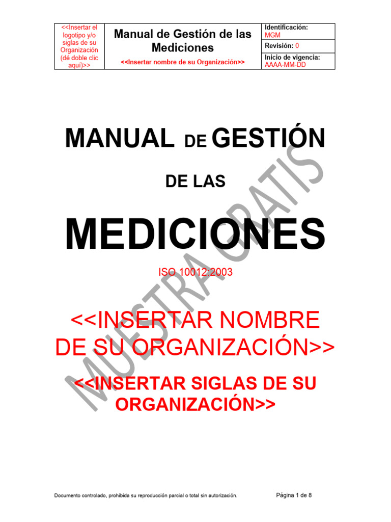 Manual Gestión Mediciones ISO 10012 | PDF | Medición | Calibración