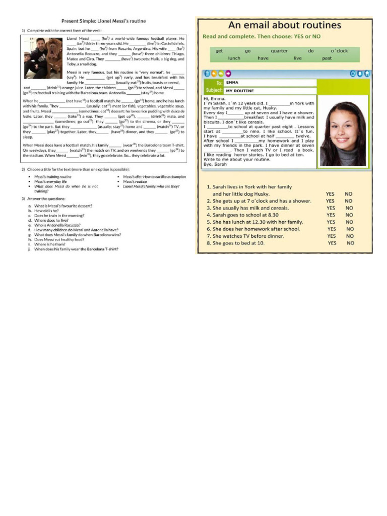 3ºa Reading Pres Simple - November | PDF