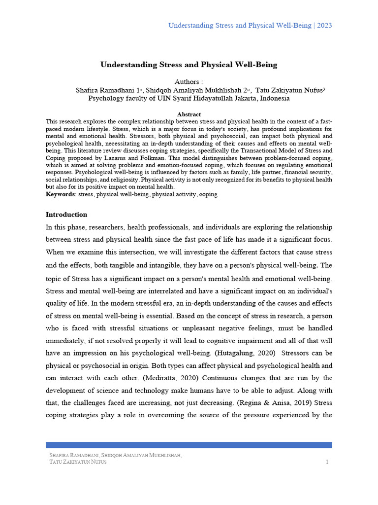 Stress and Psychological Well-Being | PDF | Career & Growth | Science ...