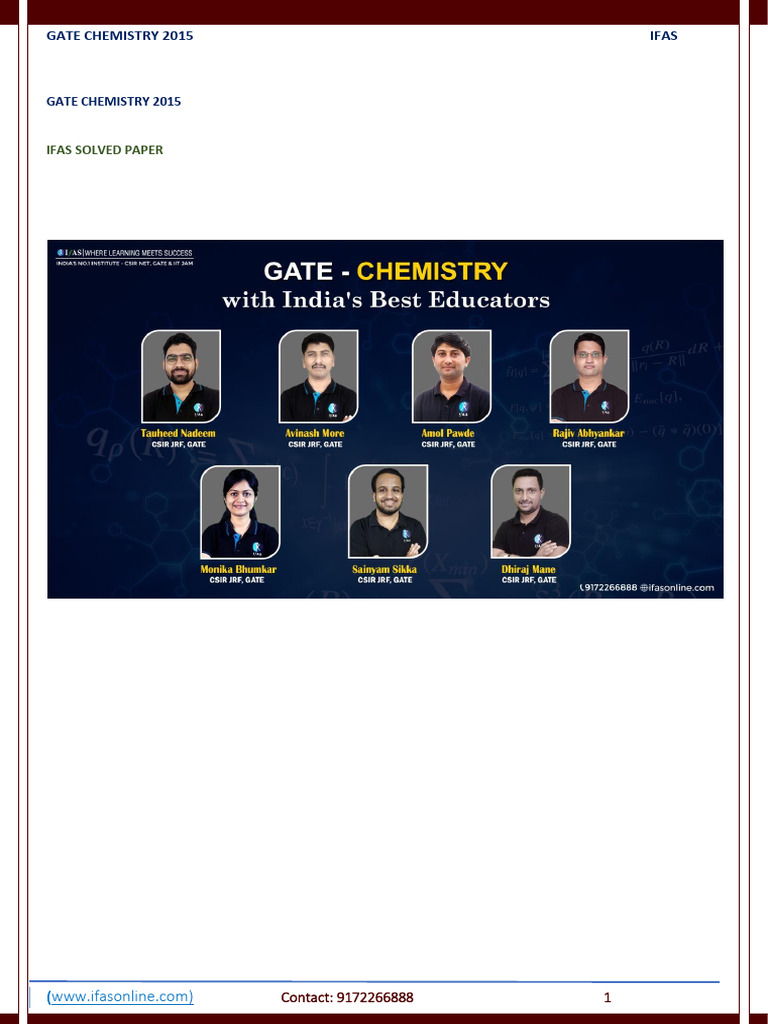 Gate Chemistry 2015 | PDF | Gases | Chemical Reactions