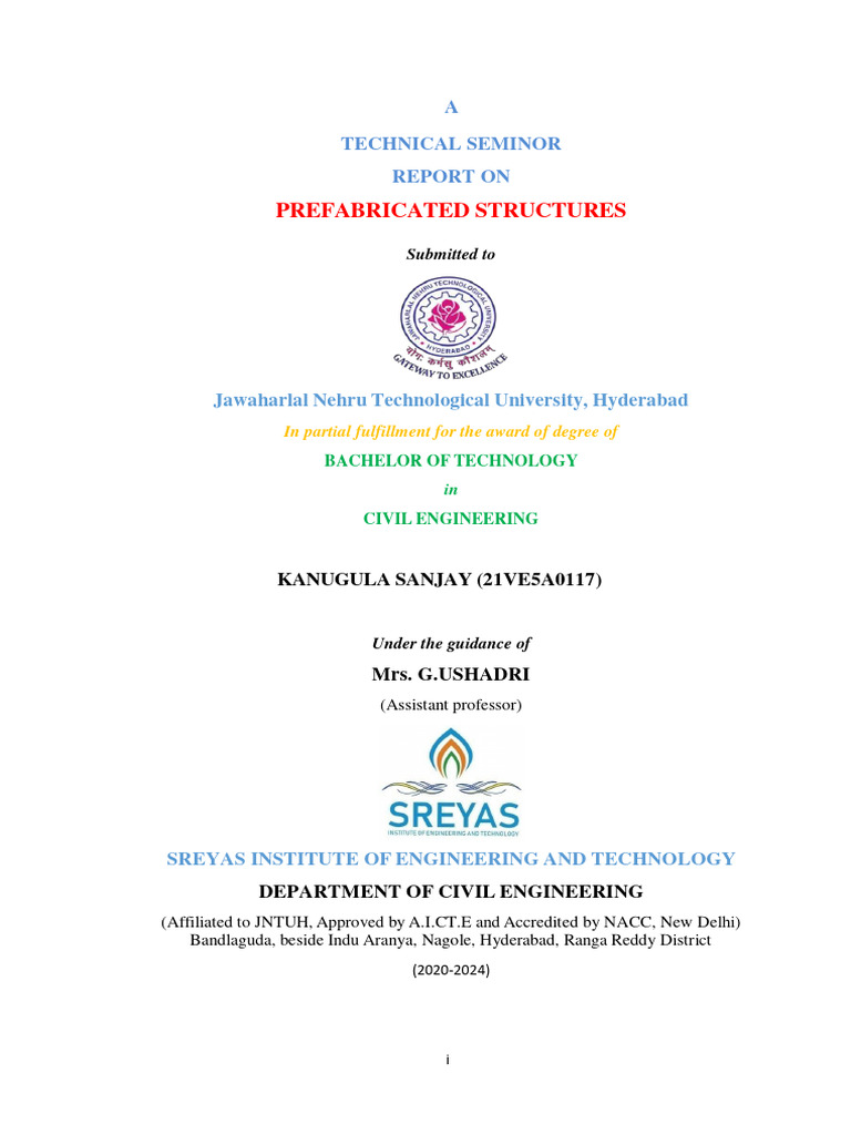 Civil Engg: Prefab Structures Report | PDF | Materials | Engineering