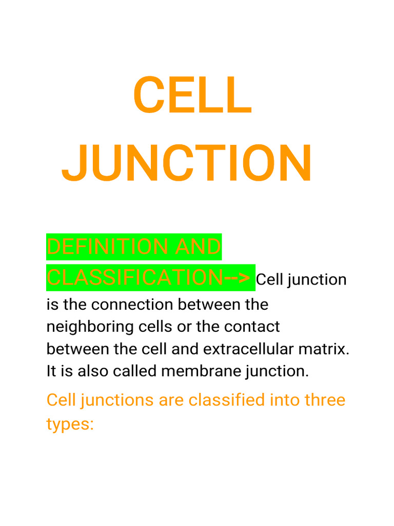Cell Junction - Physiology. | PDF