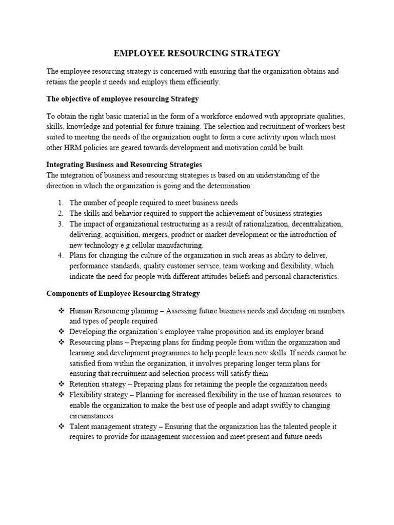Employee Resourcing Strategy | PDF | Strategic Management | Competence ... Employee Resourcing Strategy | PDF | Strategic Management | Competence ...