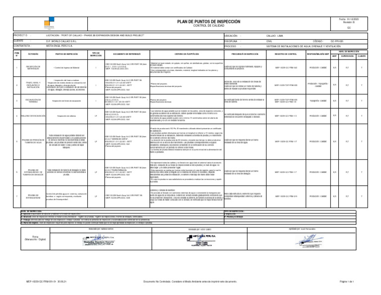 QC PPI 025 - Ver2 | PDF | Bomba | Tubería (transporte de fluidos)