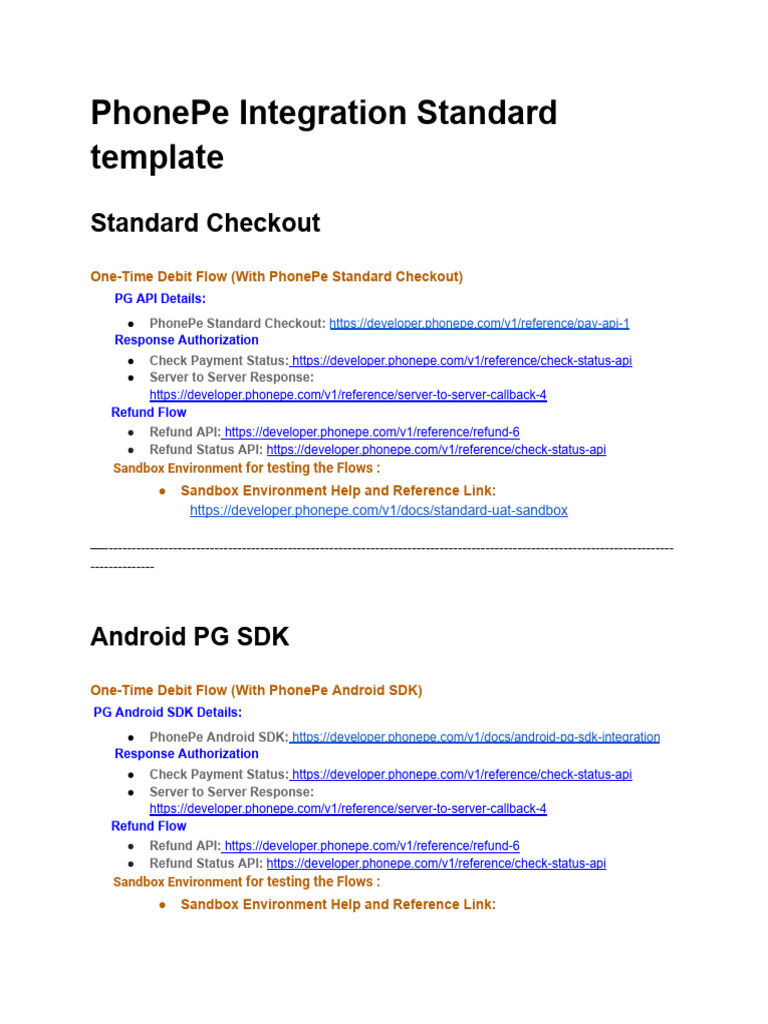 PhonePe Integration Standard Template | PDF