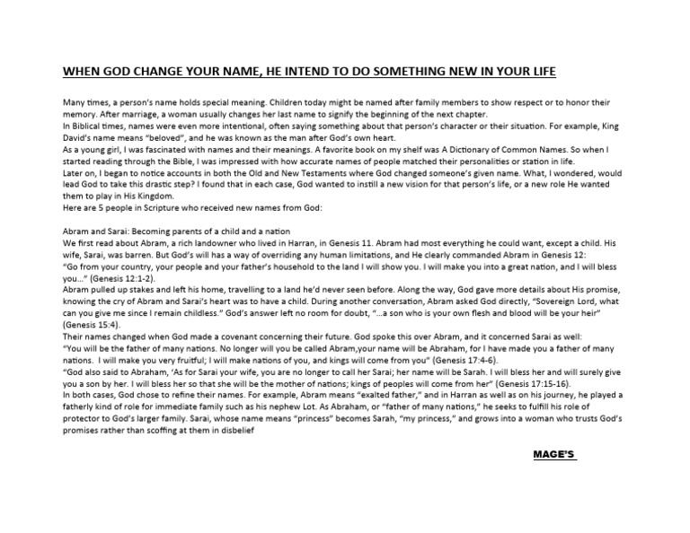 When God Change Your Name | PDF | Abraham | Sarah