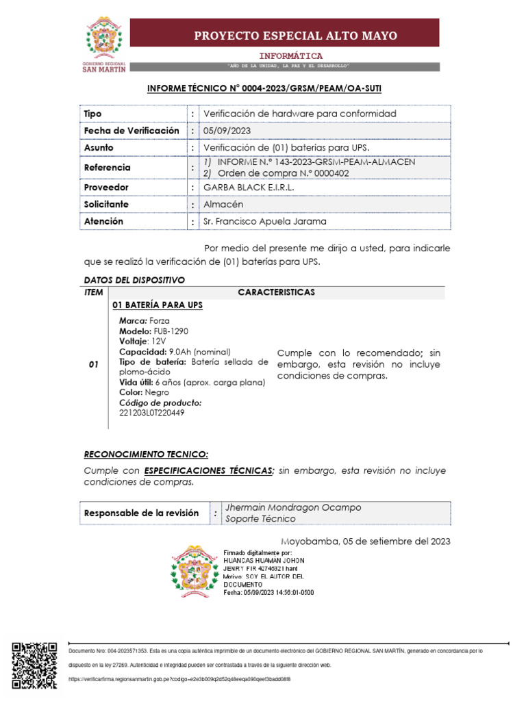 Informe Tecnico 0004-2023 - (004-2023571353) | PDF | Tecnología de información y comunicaciones ...