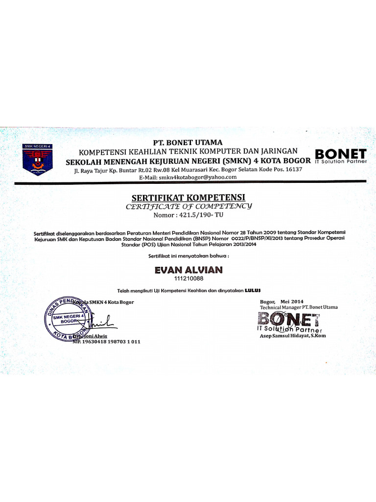 Sertifikat Kompetensi | PDF
