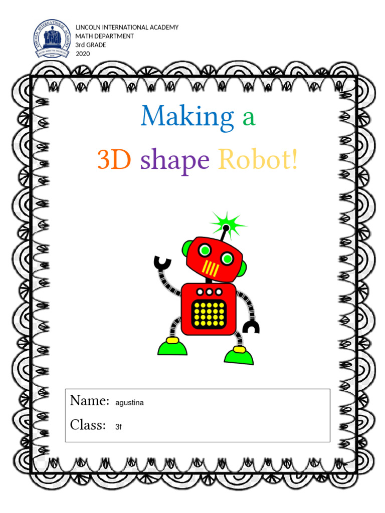 3D Shape Robot Project for 3rd Grade | PDF | Euclidean Geometry | Polytopes