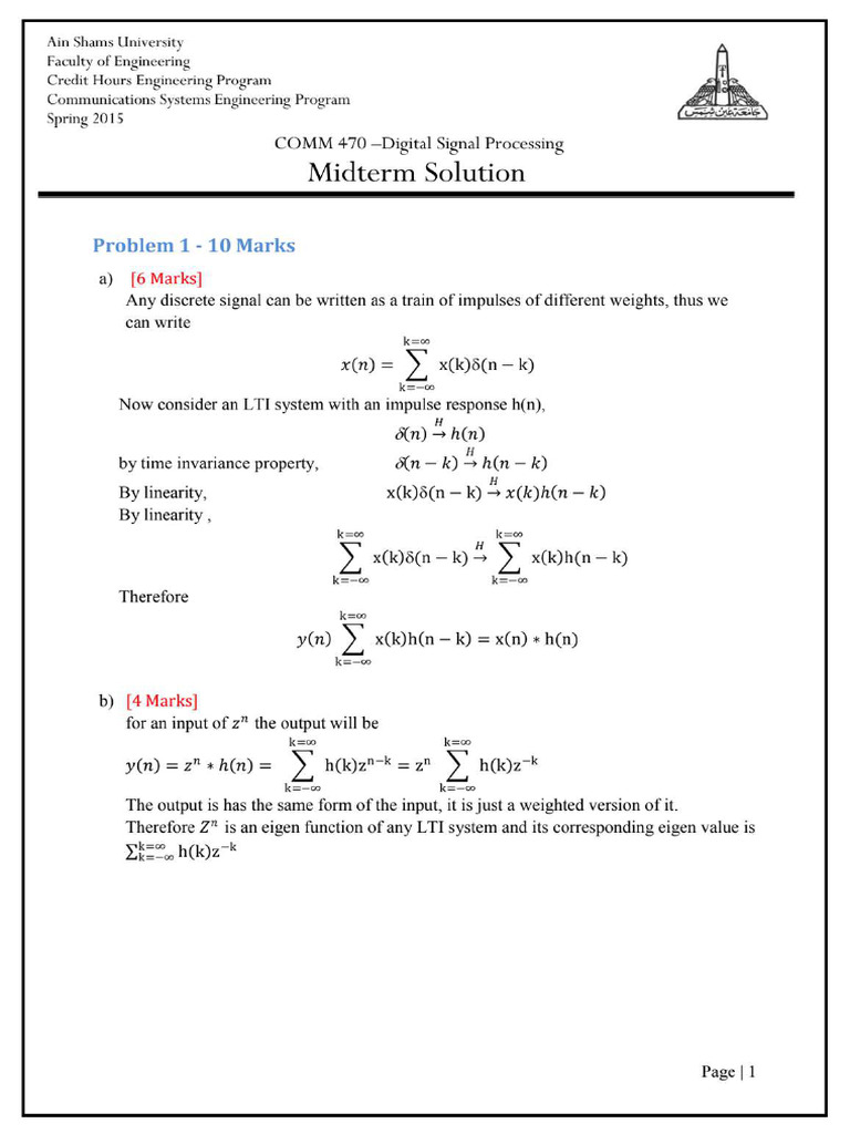 (Spring 2015) Midterm Solution | PDF