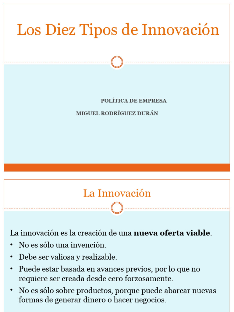 Los Diez Tipos de Innovación | PDF