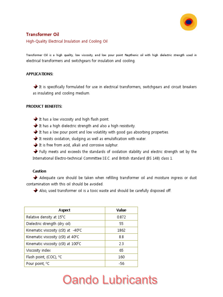 Oando Transformer Oil | PDF