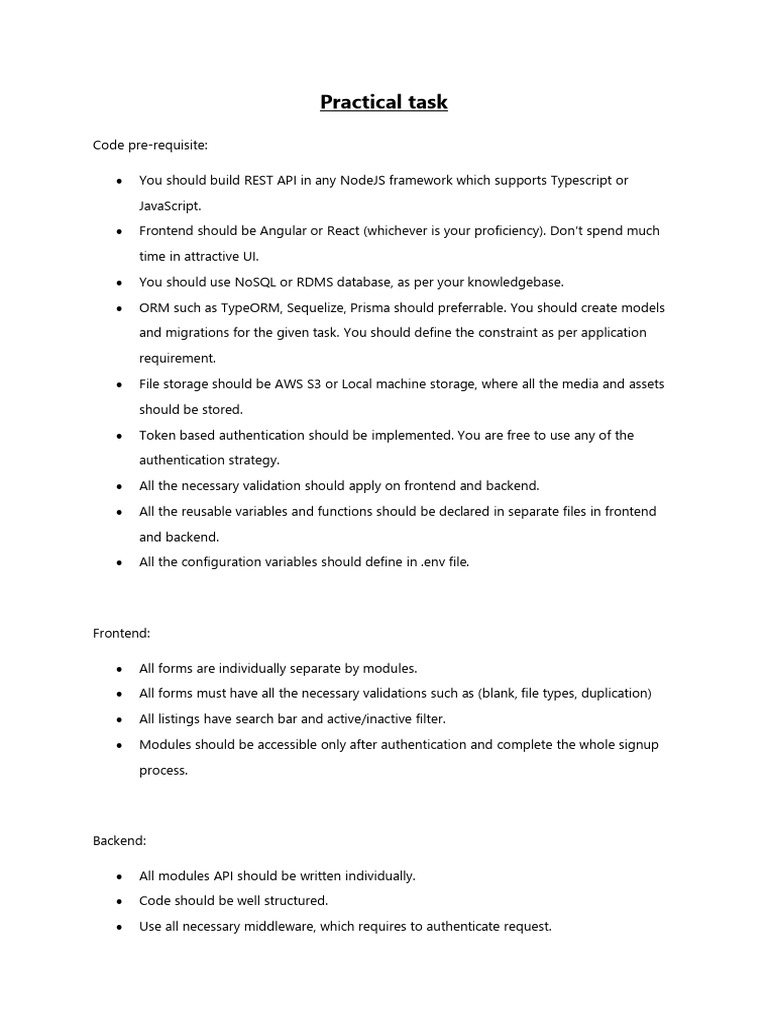 SNDK MEAN Stack Practical Task | PDF