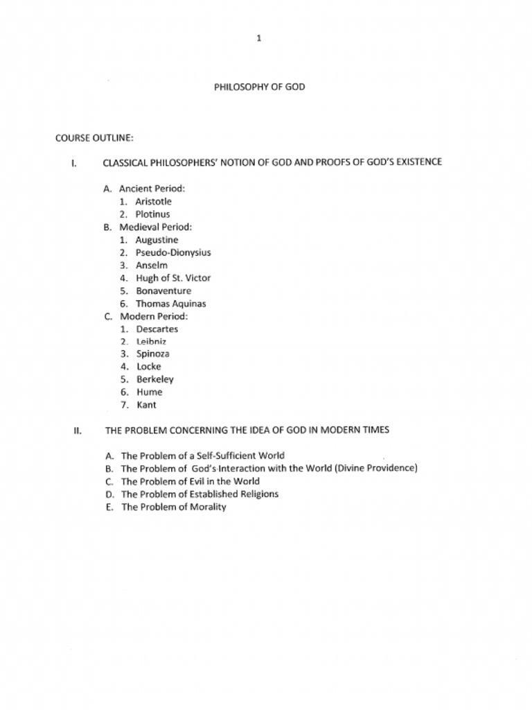 Course Outline For Theodicy 2020 | PDF