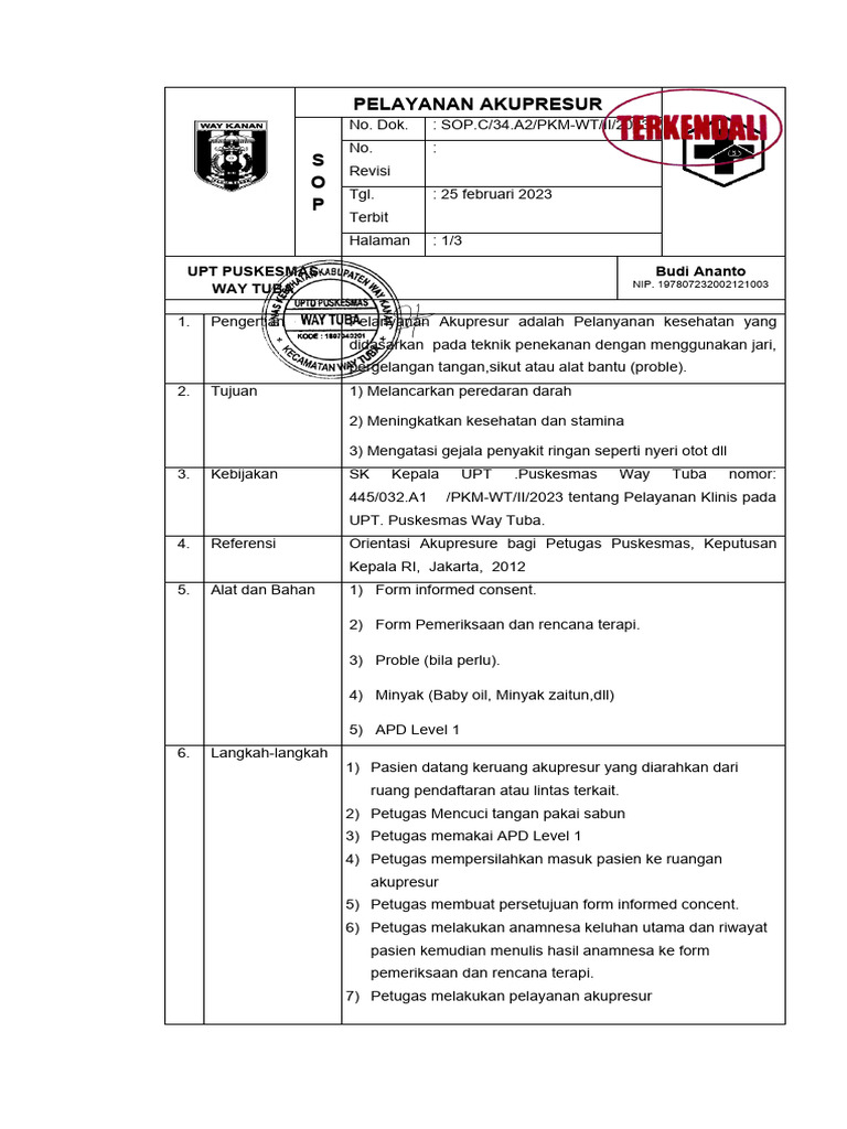 Format Pelayanan Akupresur 2023 (1) - 2 | PDF