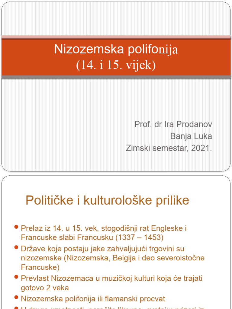 Nizozemska Polifonija, Burgundska Škola | PDF