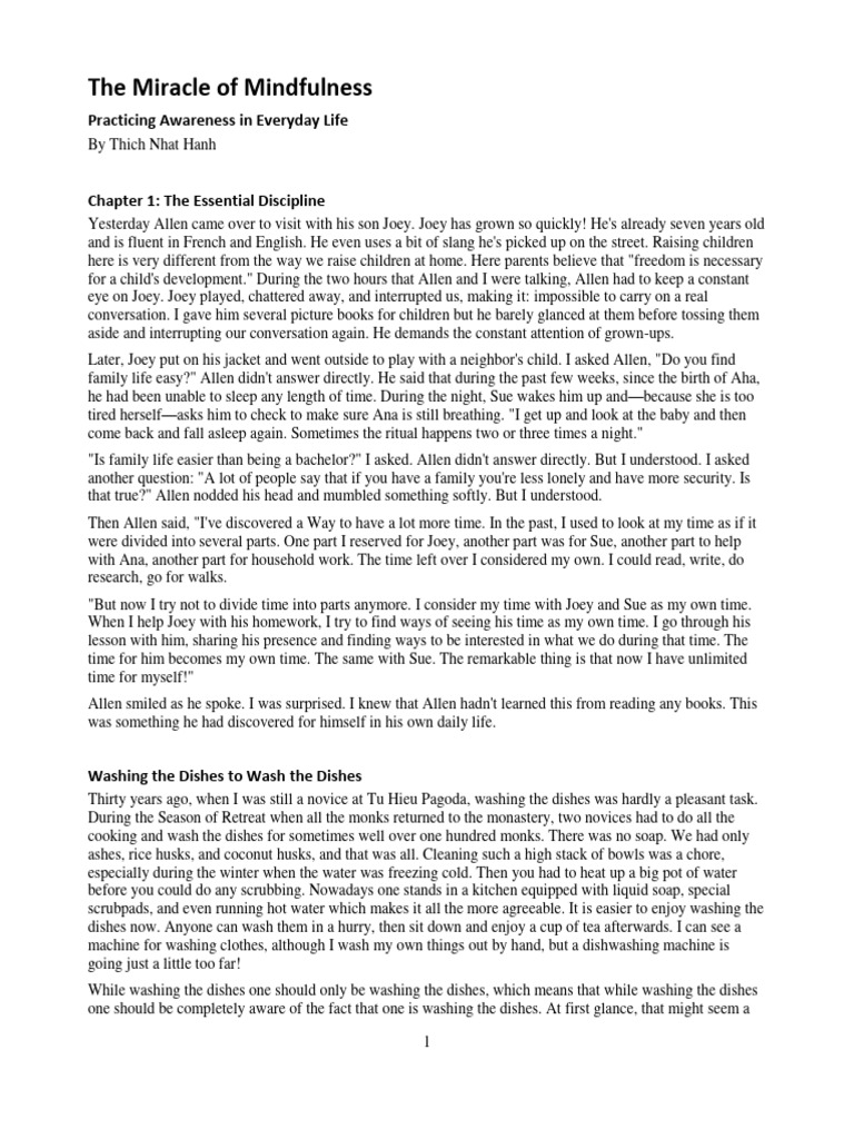 Session 2-4 - The Miracle of Mindfulness | PDF