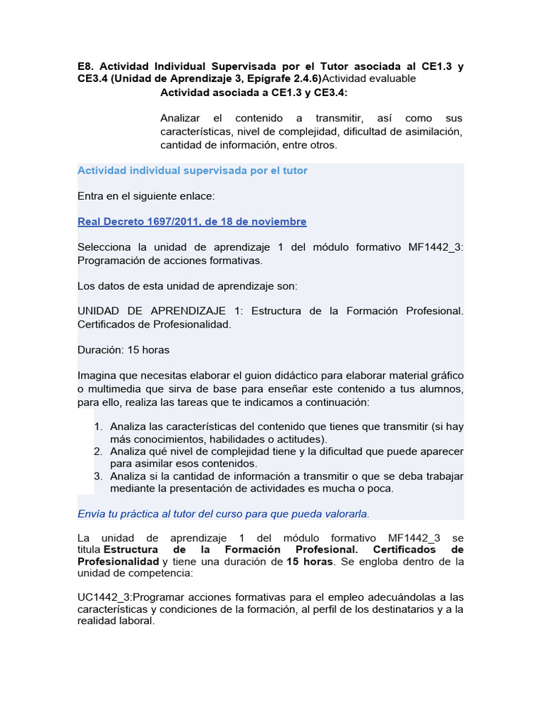 15.E8. Actividad Individual Supervisada Por El Tutor Asociada Al CE1.3 y CE3.4 (Unidad de ...