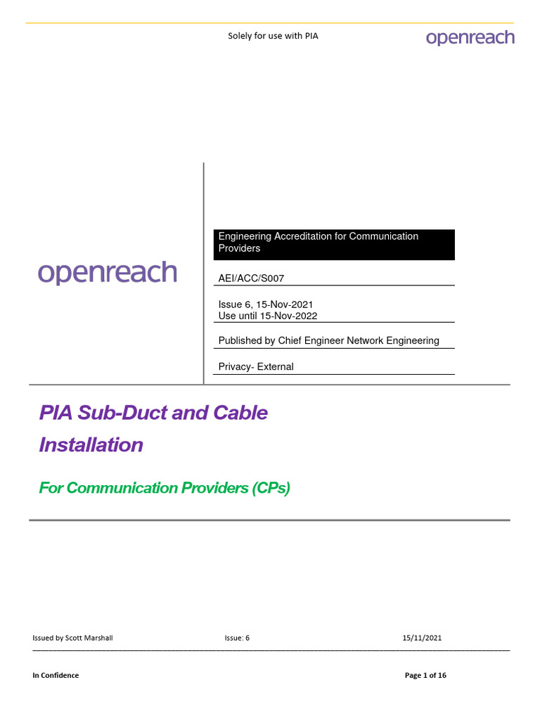 PIA Sub-Duct and Cable Installation Guide | PDF | Personal Protective ...