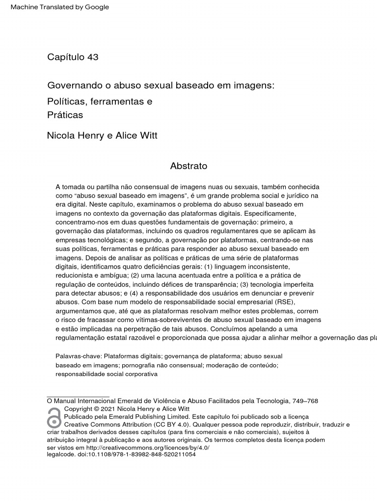 Henry & Witt, 2021 Abuso Sexual em Imagem | PDF