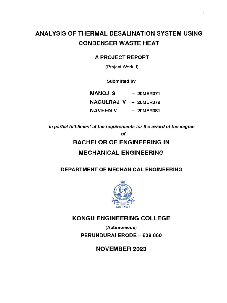 Thermal Desalination via Waste Heat | PDF