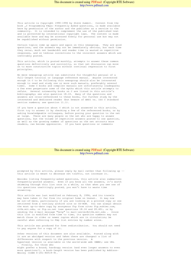 5.the C Programmig Language FAQ | PDF | C (Programming Language) | Pointer (Computer Programming)