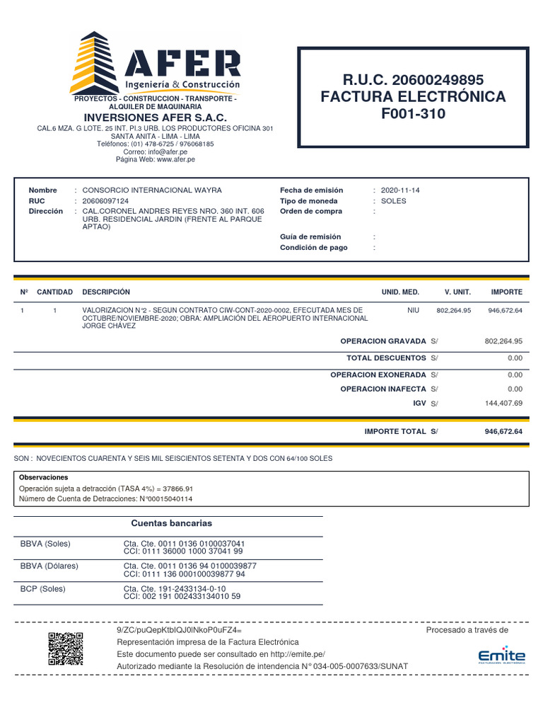 Valo Consorcio Wayra 02 | PDF | Pagos
