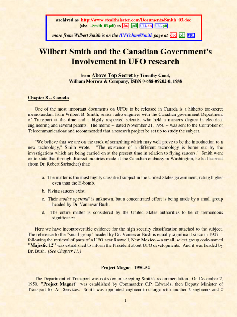 Wilbert Smith Memo | PDF | Travel