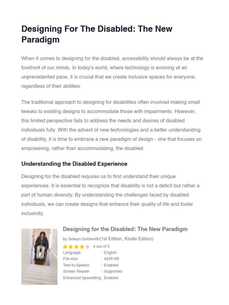 Designing For The Disabled The New Paradigm | PDF | Disability ...