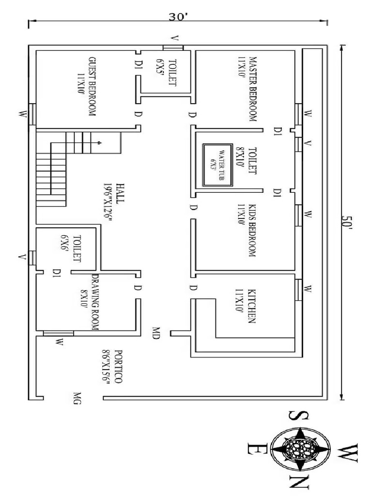3BHK North Facing House Plan 50X30 1.jpg | PDF