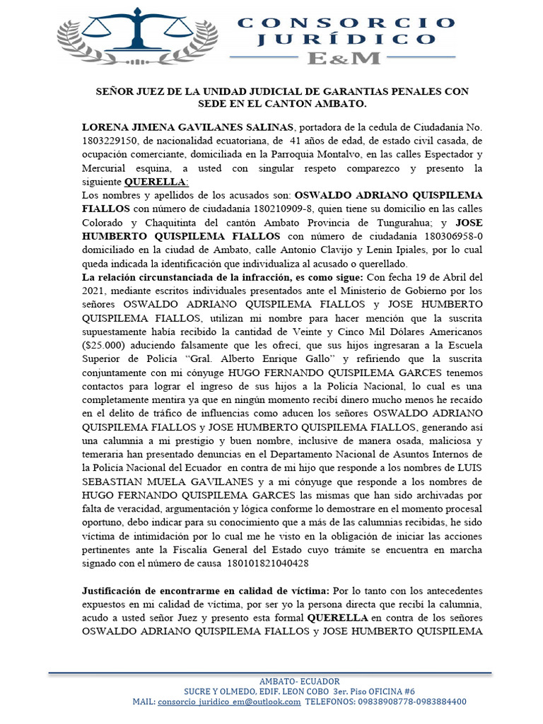 QUERELLA Seño Loredocx | PDF | Queja | Justicia