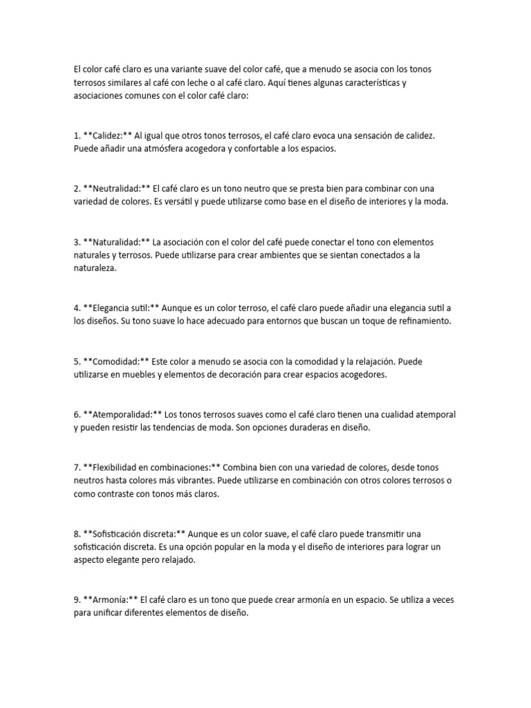 Características del Color Café Claro | PDF