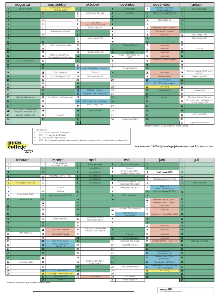 Jaarkalender '23-'24 2de en 3de Graad Versie Leerlingen Definitief | PDF