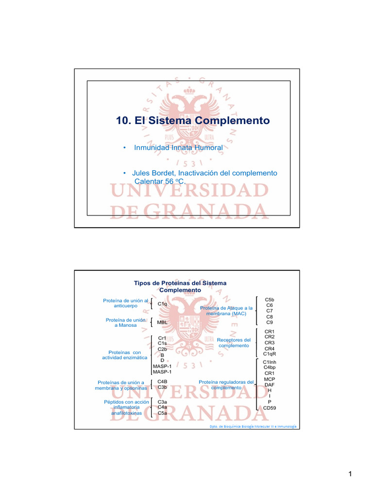 Complemento | PDF | Sistema complementario | Inmunología