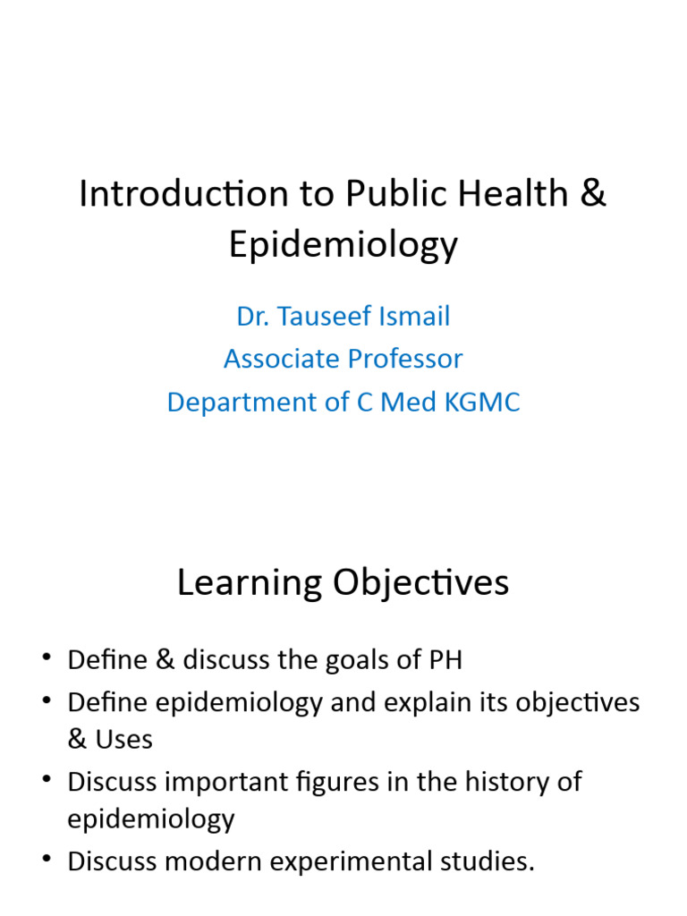 1-Introduction To PH Epidemiology | PDF | Epidemiology | Hypothesis