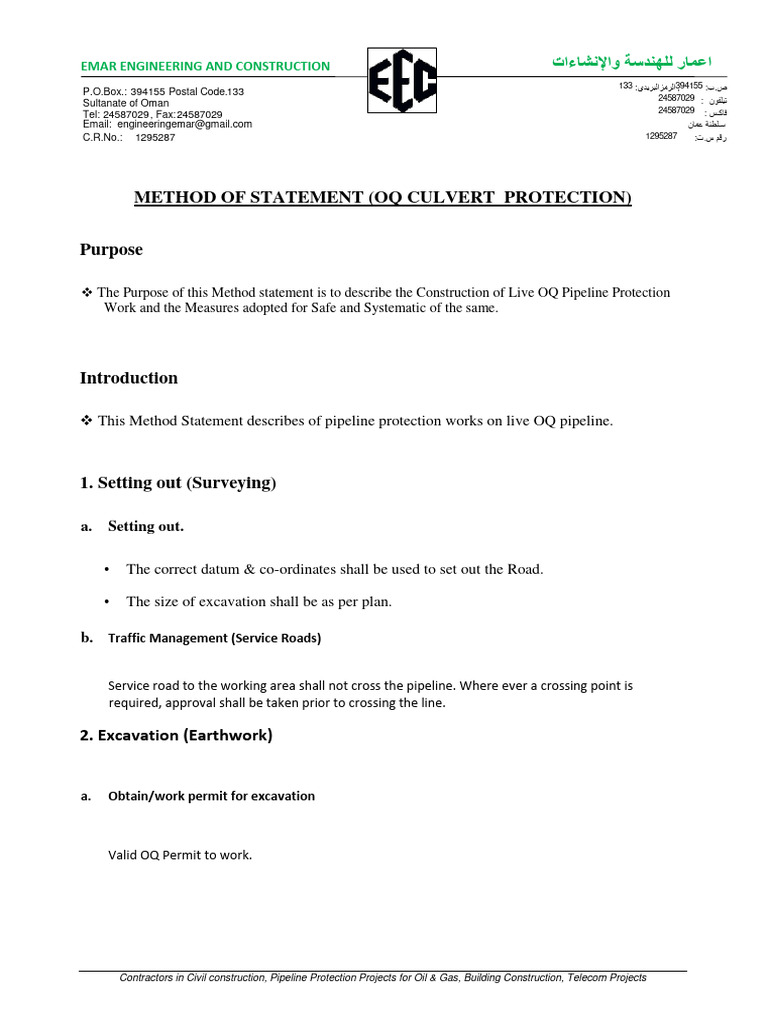 Merhod Statemnet by Eec PDF | PDF | Pipeline Transport | Emergency