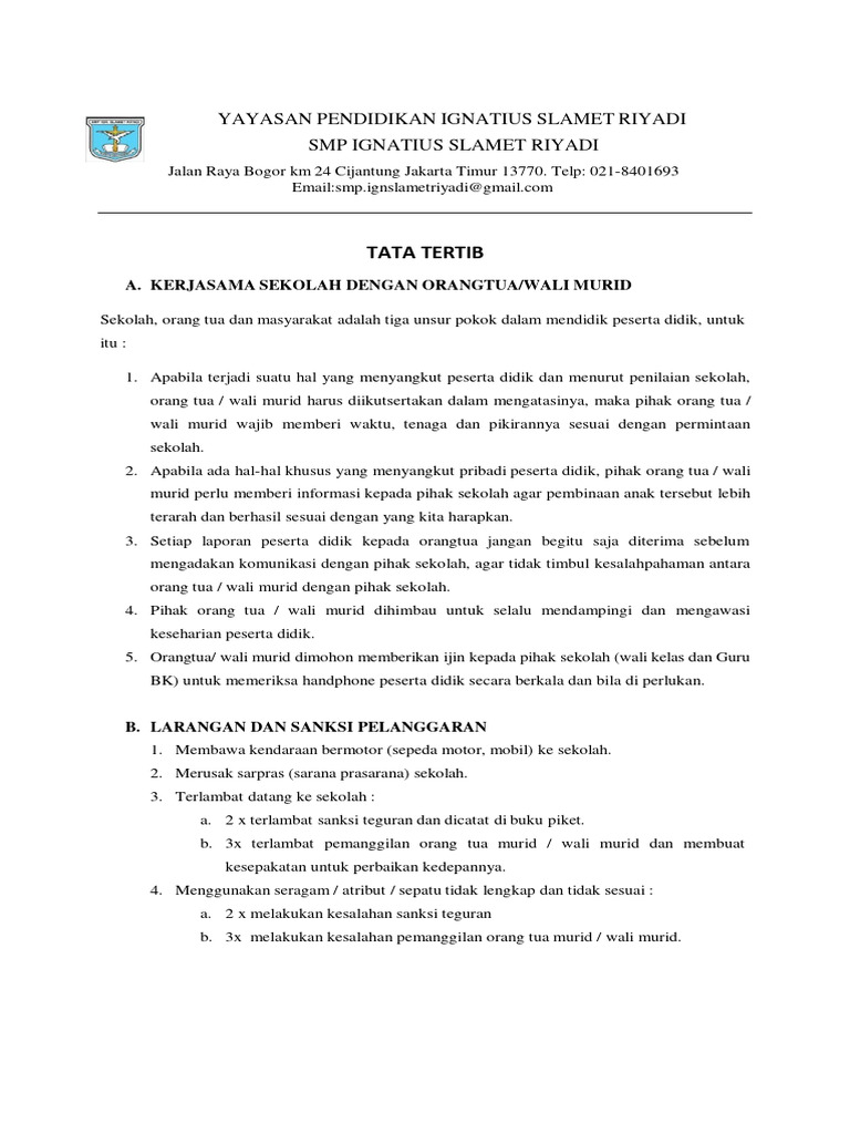 Tata Tertib Smp Isr 2023 2024 Pdf