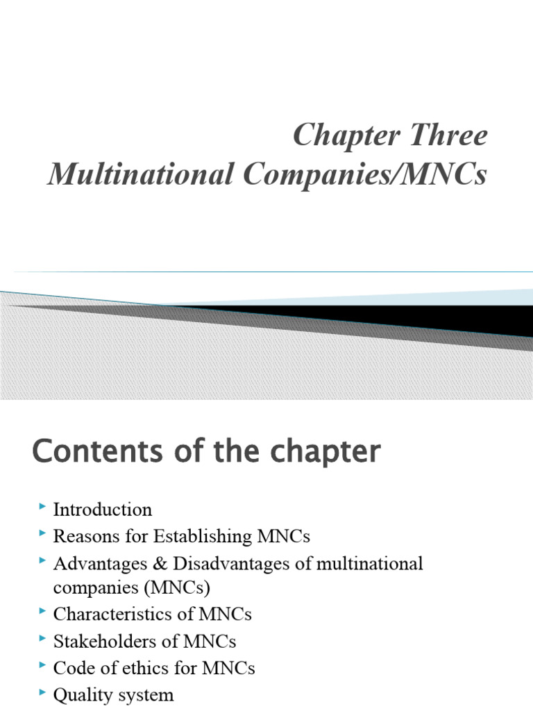 Multinational Company Note | PDF | Risk | Multinational Corporation