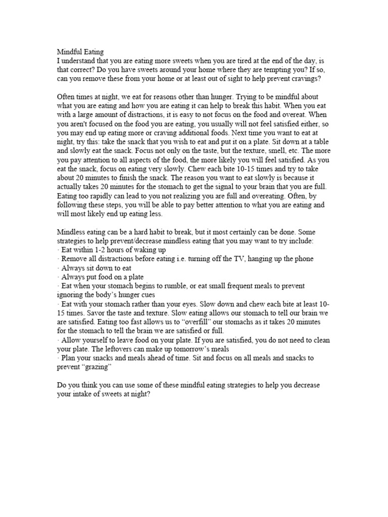 Mindful Eating | PDF | Psychological Concepts | Nutrition