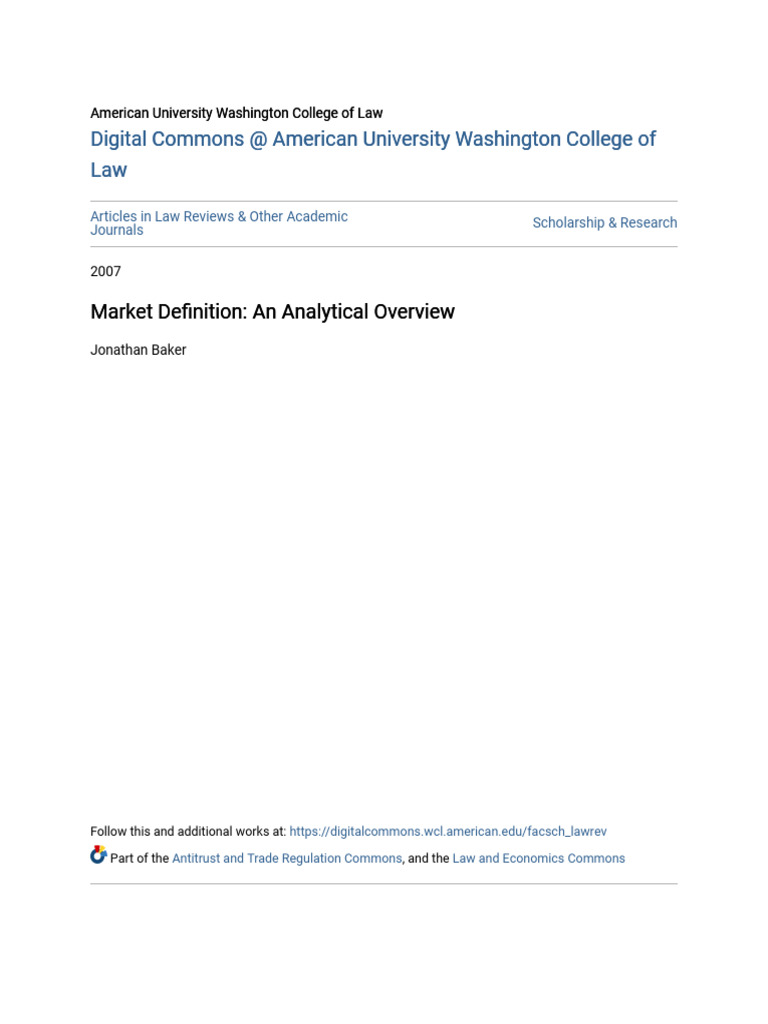 Market Definition - An Analytical Overview | PDF | Demand | Market Power