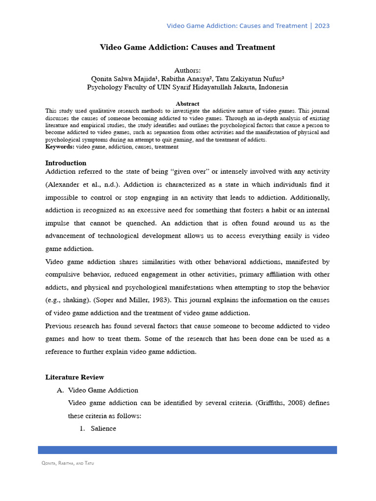 Video Games Addiction: Causes and Treatment | PDF | Video Games ...