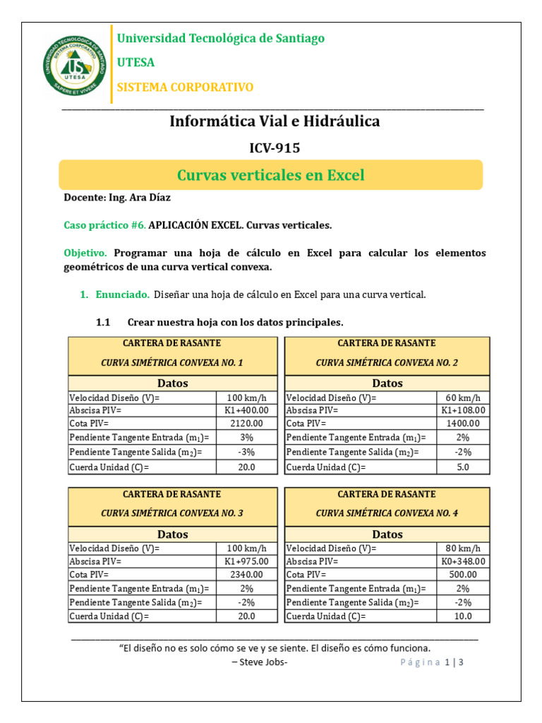 Hoja de Cálculo para Curvas Verticales | PDF | Informática | Geometría