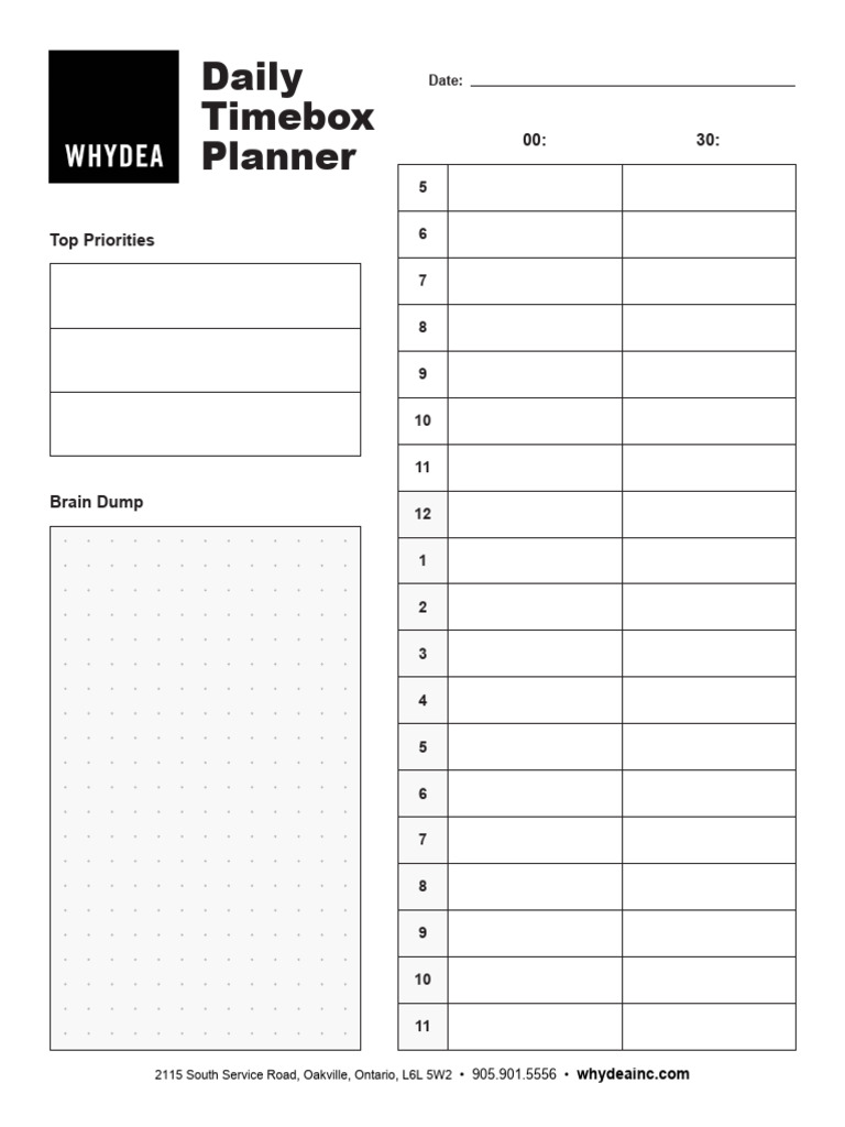 Whydea Daily Timebox Planner | PDF